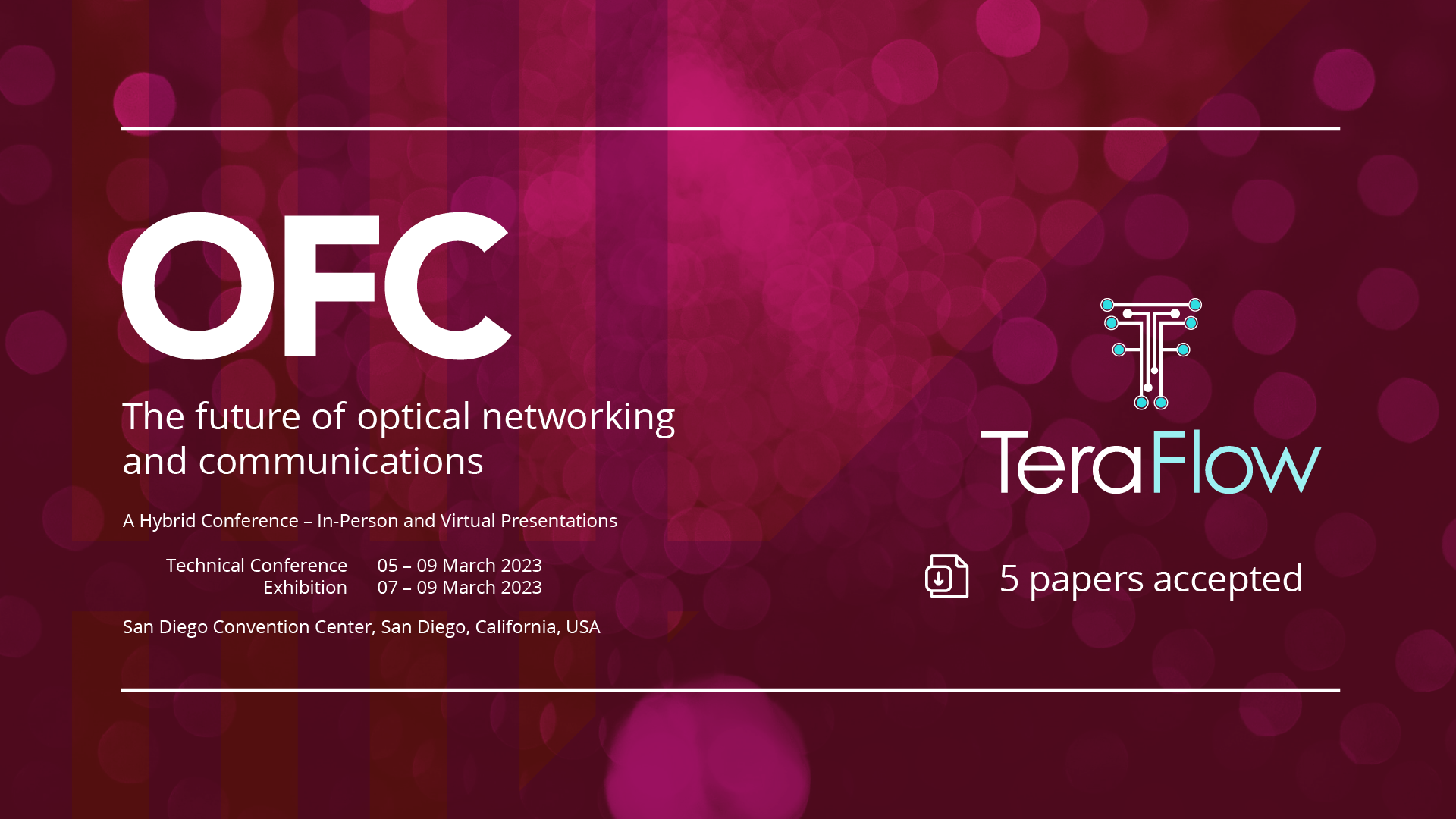 Five TeraFlow papers accepted in OFC 2023 | TeraFlow